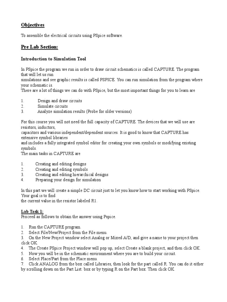 Objectives: Introduction To Simulation Tool | PDF | Electrical Network | Electromagnetism