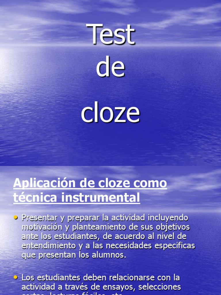 Test de Cloze | PDF | Lectura (proceso) | Epistemología