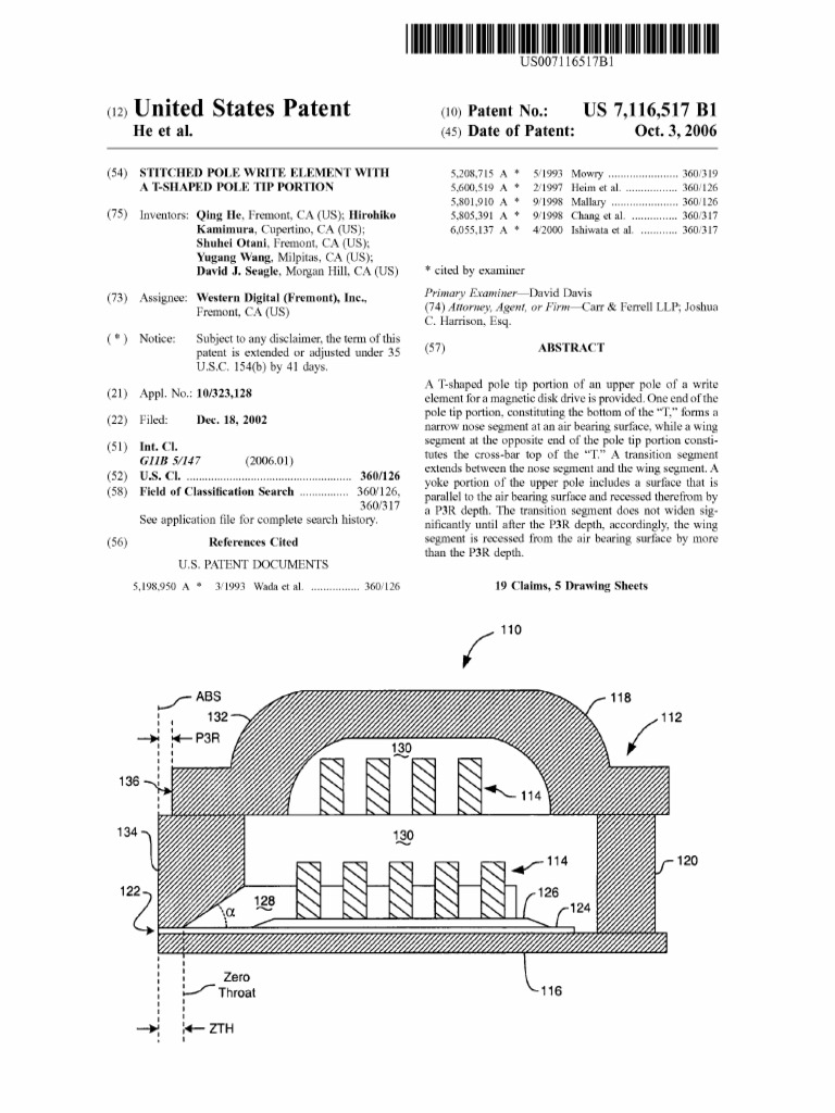 United States Patent (10) Patent No.: US 7,116,517 B1: He Et Al. (45 ...