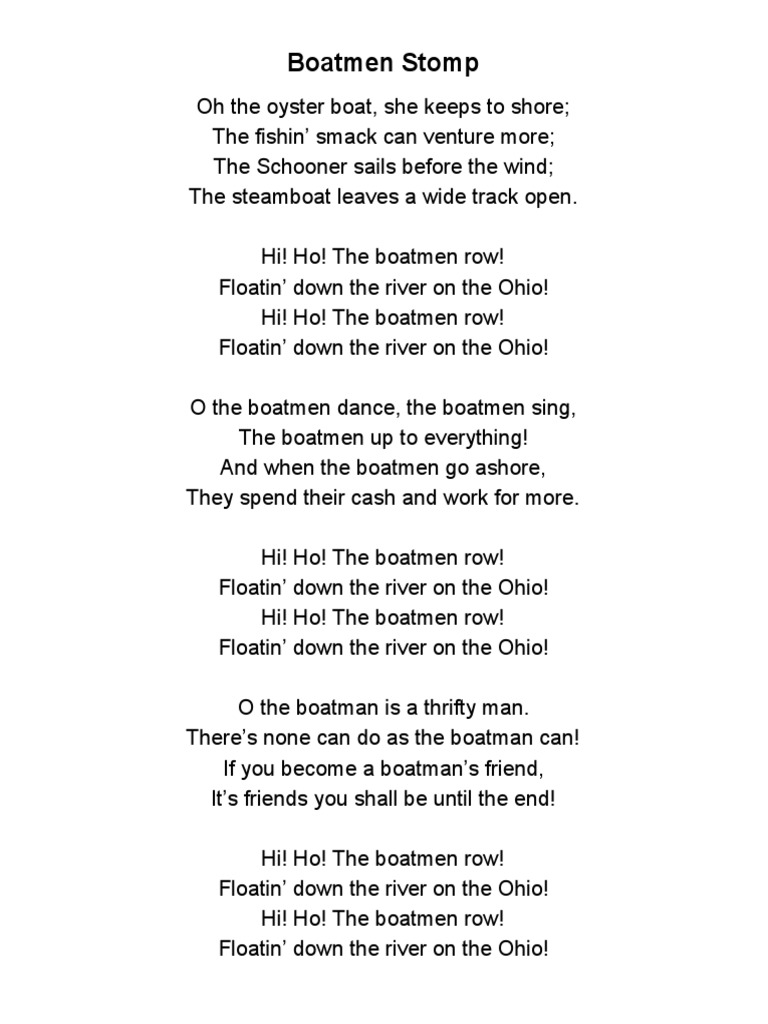 Boatmen Stomp Lyrics | PDF | Water Transport | Shipping