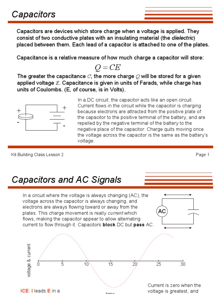 Capacitors: Kit Building Class Lesson 2 | PDF | Inductor | Capacitor