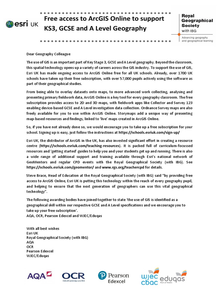 Free Access To Arcgis Online To Support Ks3, Gcse and A Level Geography ...