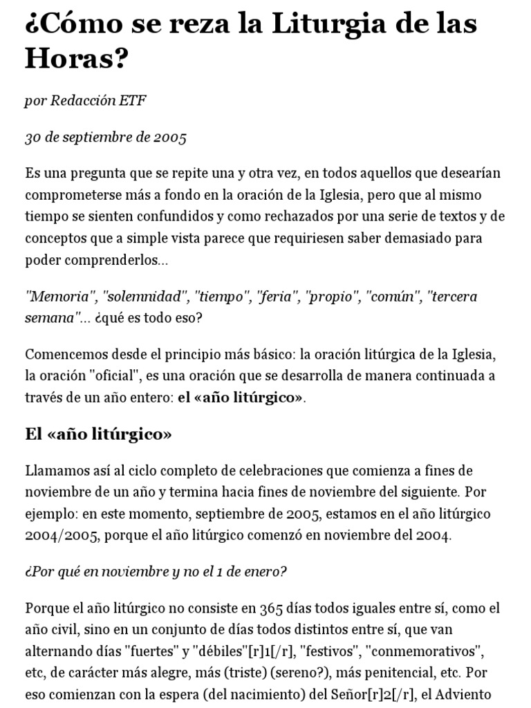 El Testigo Fiel: ¿Cómo se reza la Liturgia de las Horas? | Año ...