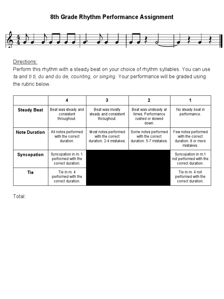 8th Grade Rhythm Performance Guide | PDF