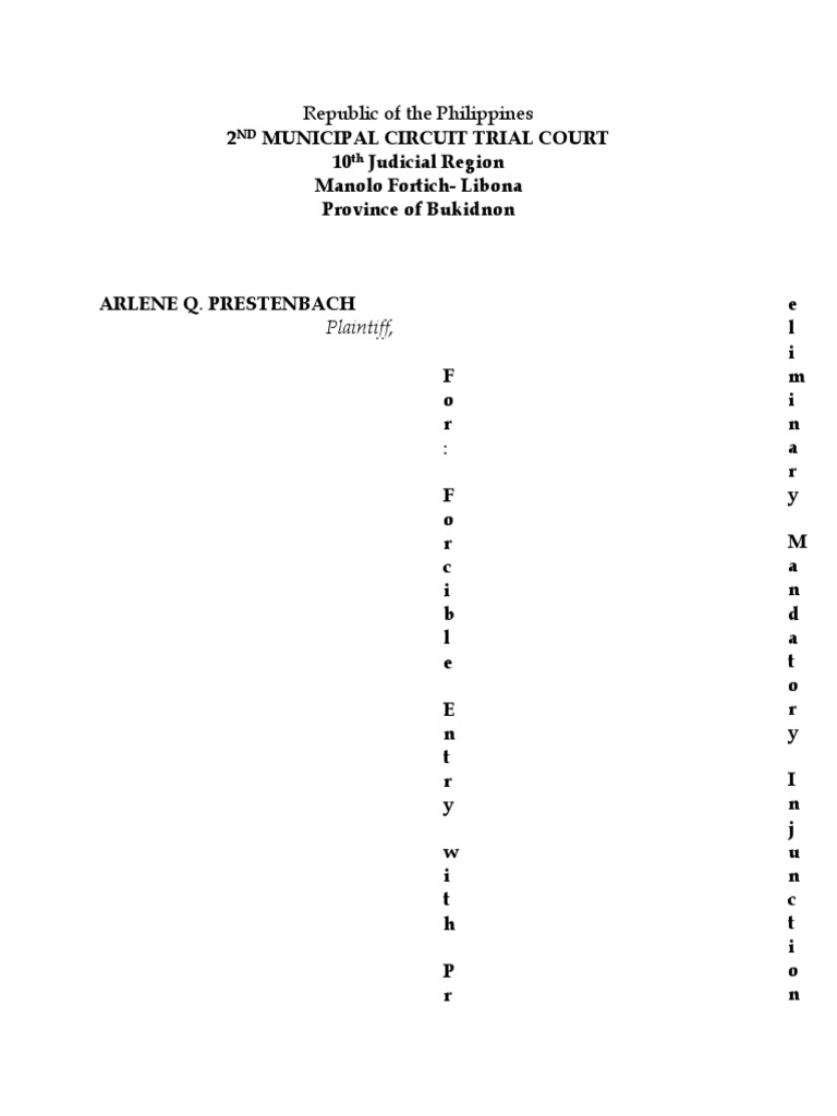 Forcible Entry Case: Answer & Counterclaim | PDF | Mortgage Law | Lawsuit