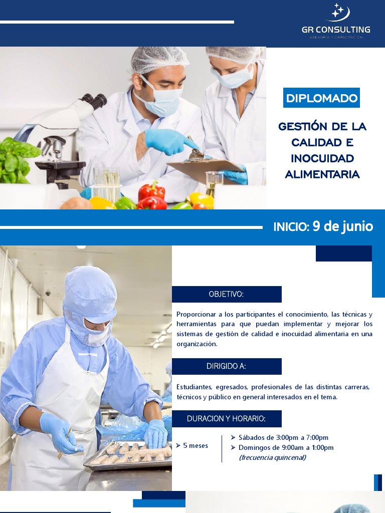 Folleto Diplomado Calidad e Inocuidad Alimentaria PDF | PDF | Análisis de Riesgo y Puntos ...