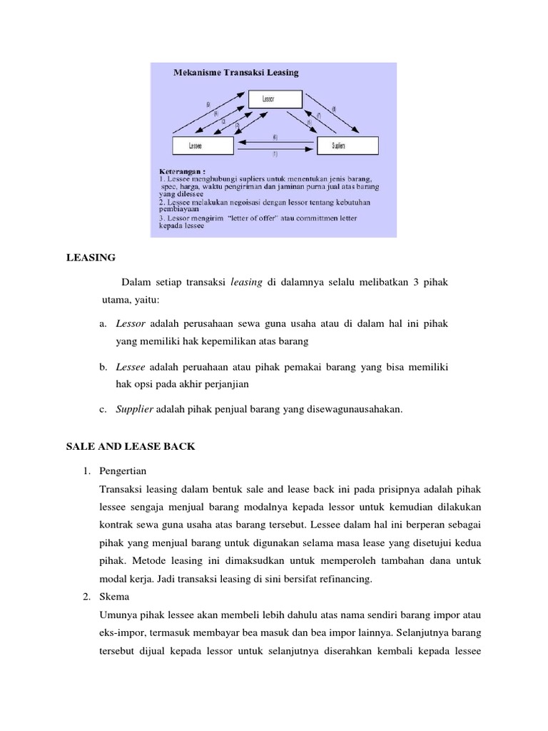Mekanisme dan Skema Leasing Sewa Guna | PDF