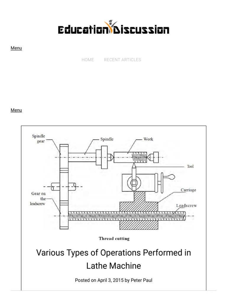 Types of Lathe Machine Operations | PDF | Crafts | Metalworking