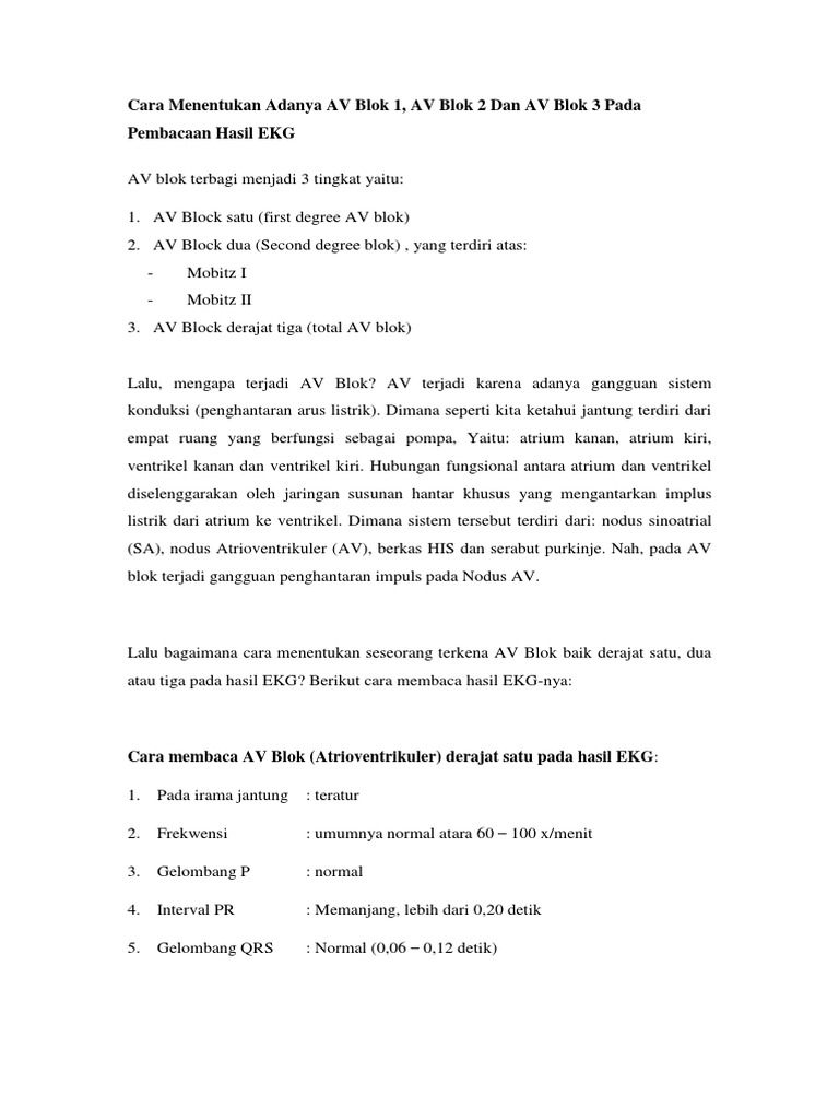 Cara Menentukan Adanya AV Blok | PDF