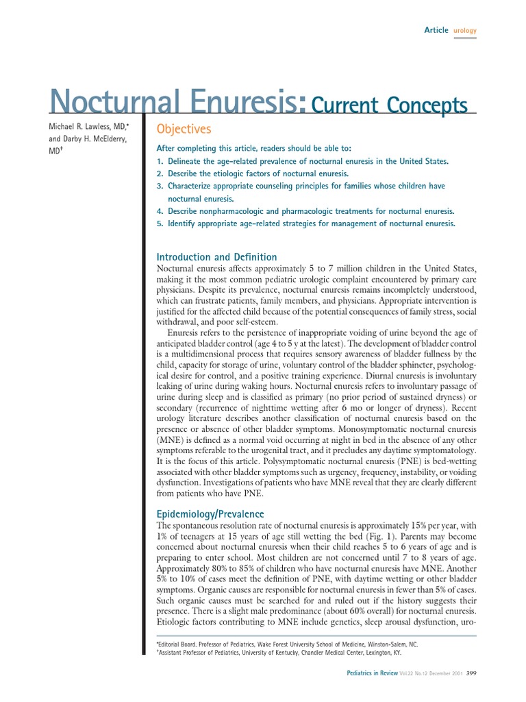 Nocturnal Enuresis: Understanding and Treating Bedwetting | PDF ...