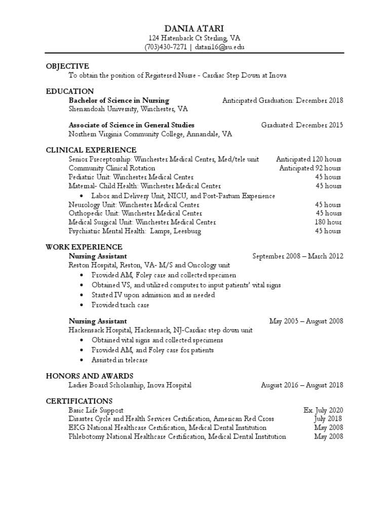 Dania Atari - Resume | PDF | Hospital | Health Care