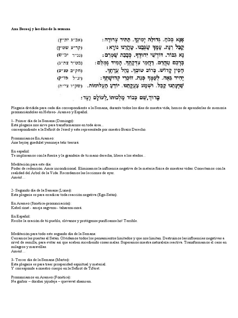 Oraciones Ana Becoaj para cada día | PDF | Shema Israel | Oración
