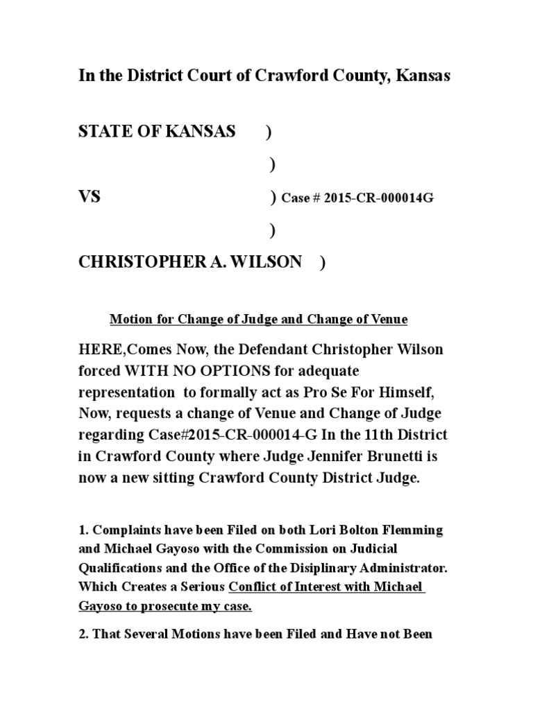 Motion To Change Judge and Venue Brunetti 9-17-18 | PDF | Prosecutor ...