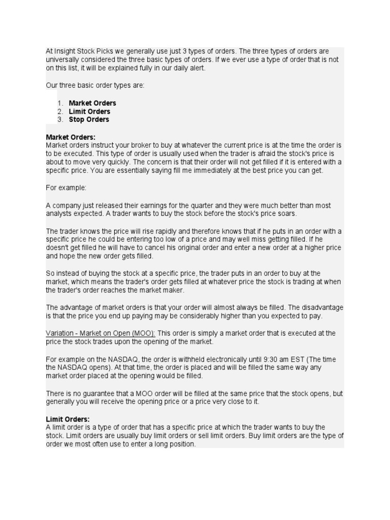 Orders | PDF | Order (Exchange) | Stocks