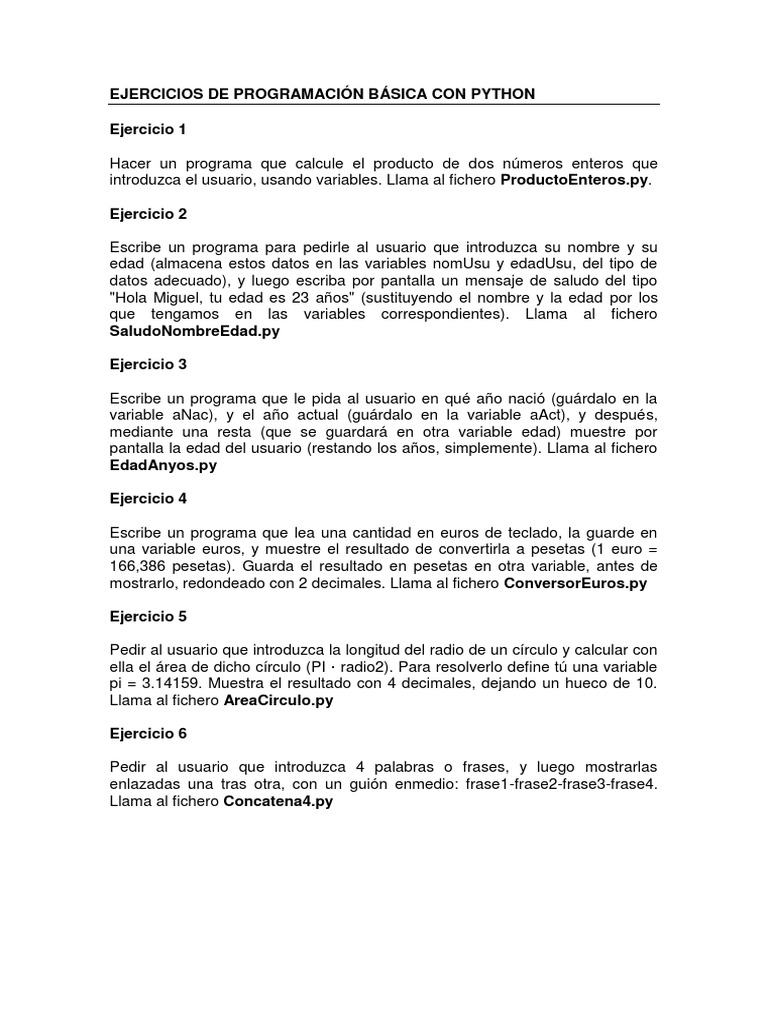 Ej Python Basico Repaso | PDF