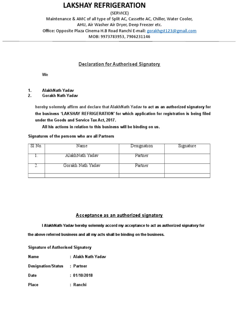 Authorized Signatory | PDF | Law