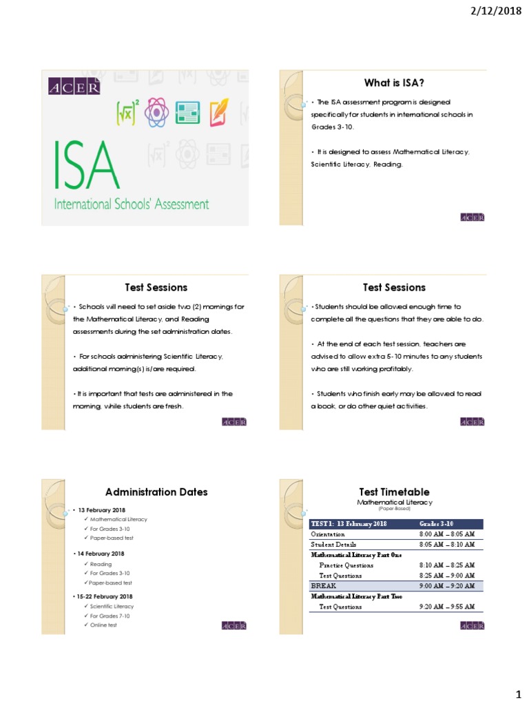 ISA Test Administration | PDF | Literacy | Pencil