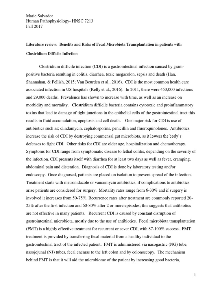 Cdi and FMT Risks and Benefits | PDF | Diseases And Disorders | Medical ...