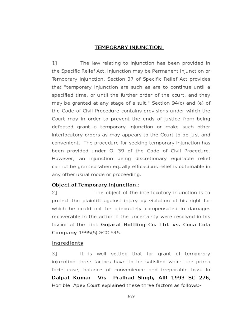 Summary of Workshop On Injunction PDF | PDF | Equity (Law) | Injunction