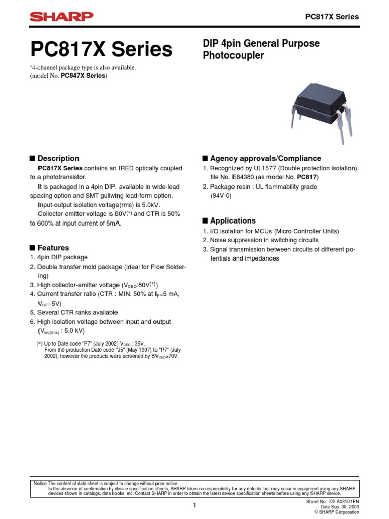 PC817 PDF | PDF | Electronic Engineering | Electricity