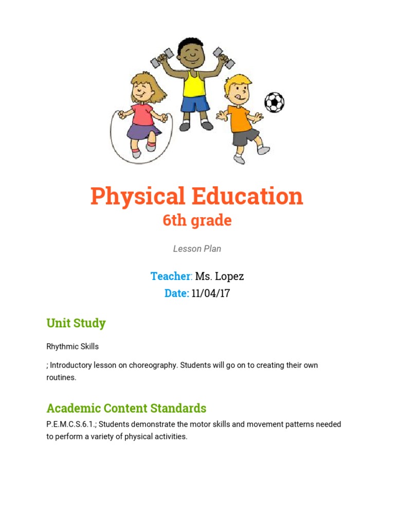 Physical Education: 6th Grade | PDF | Dances | Physical Education