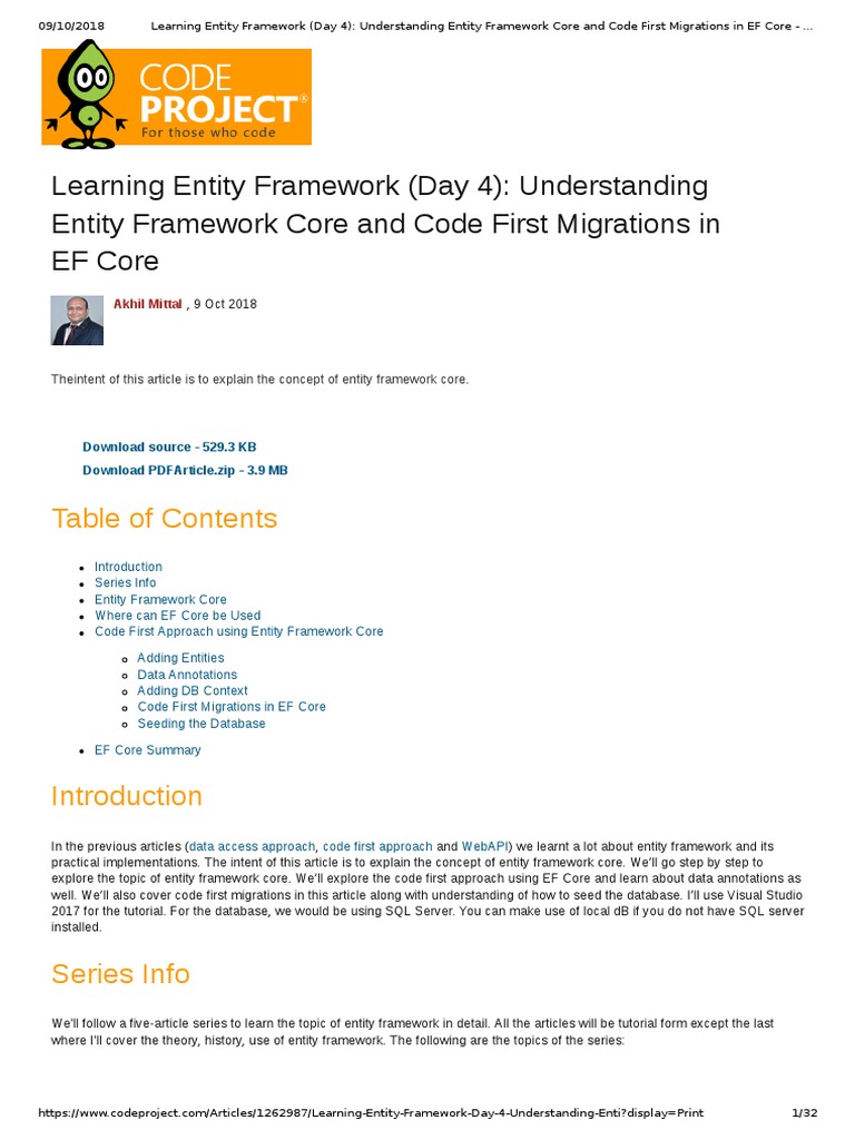 Learning Entity Framework Day 4 Understanding Entity Framework Core And Code First 9496