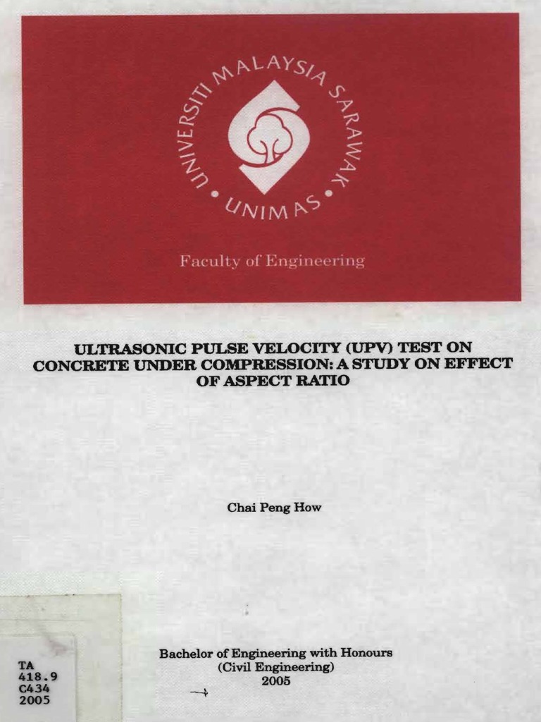 Ultrasonic Pulse Velocity (UPV) Test On Concrete Under Compression. (24 ...