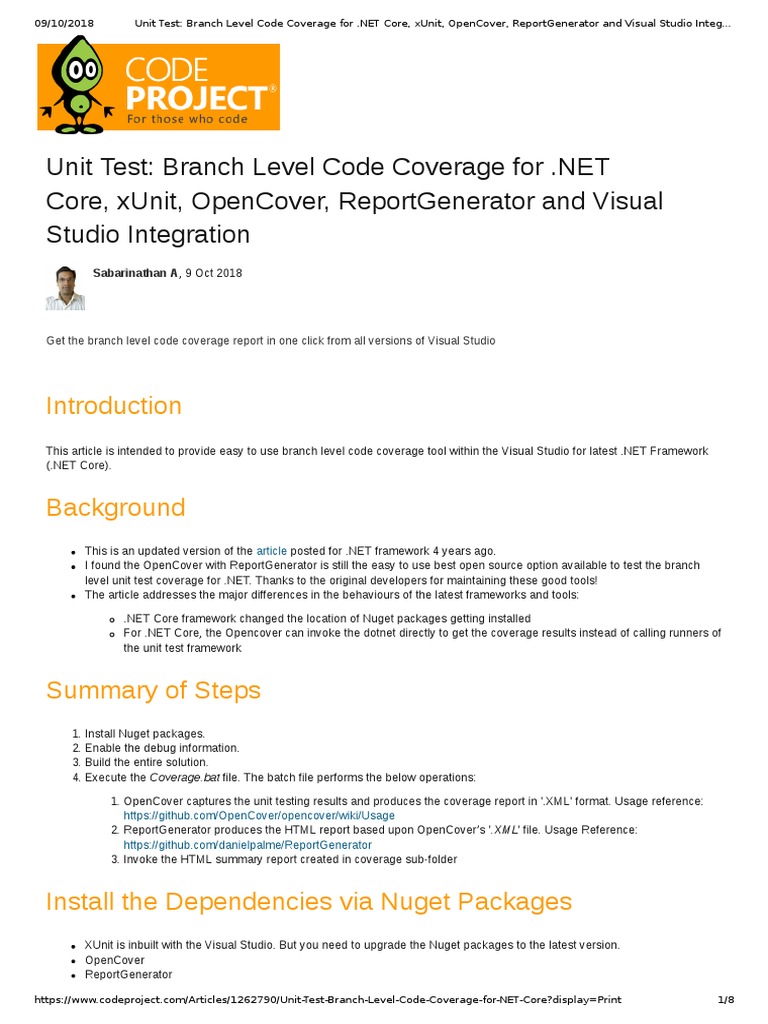 Unit Test Branch Level Code Coverage For Net Core Xunit Opencover Reportgenerator And 