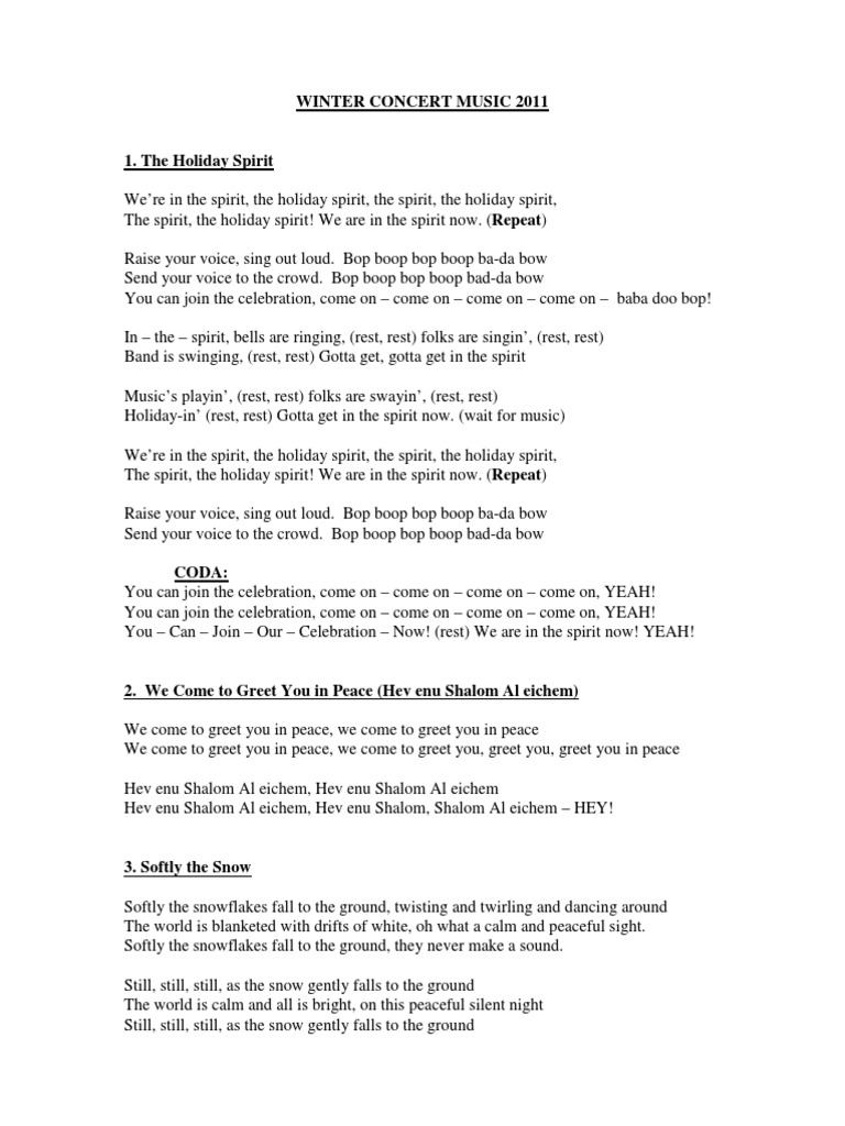 Winter Concert Music Highlights | PDF | Santa Claus | Holidays