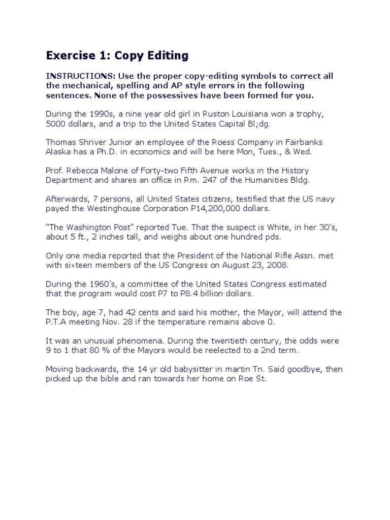 Copyreading Exercises | PDF | Driving | Driving Under The Influence