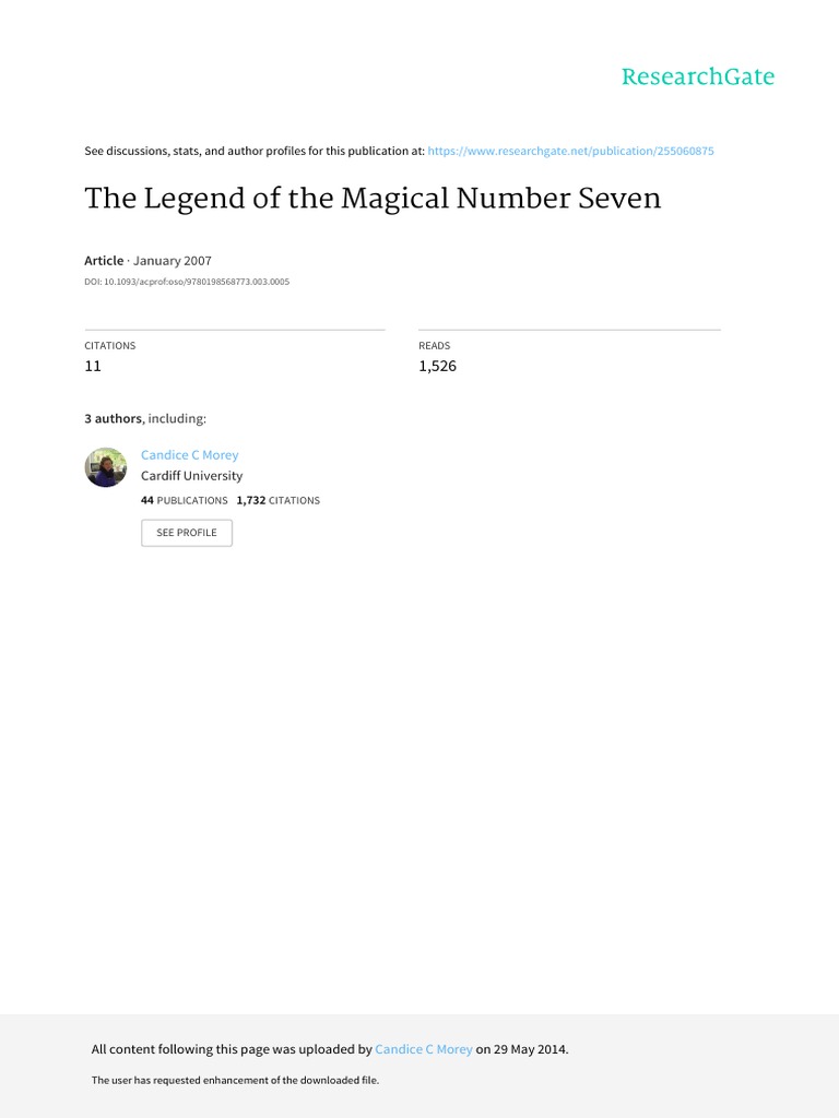The Legend of The Magical Number Seven PDF | PDF | Recall (Memory) | Memory