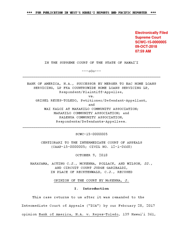 Electronically Filed Supreme Court SCWC-15-0000005 09-OCT-2018 07:59 AM ...