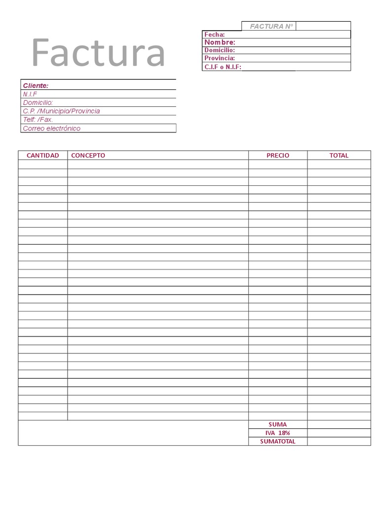 Ejemplo De Plantilla De Factura Para Word Plantillas De Factura GRATIS