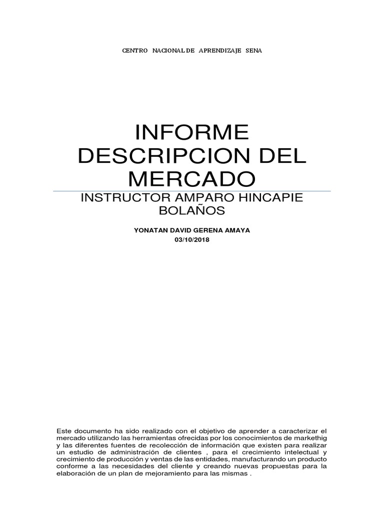 INFORME DESCRIPTIVO | Cliente | Calidad (comercial) | Prueba gratuita ...