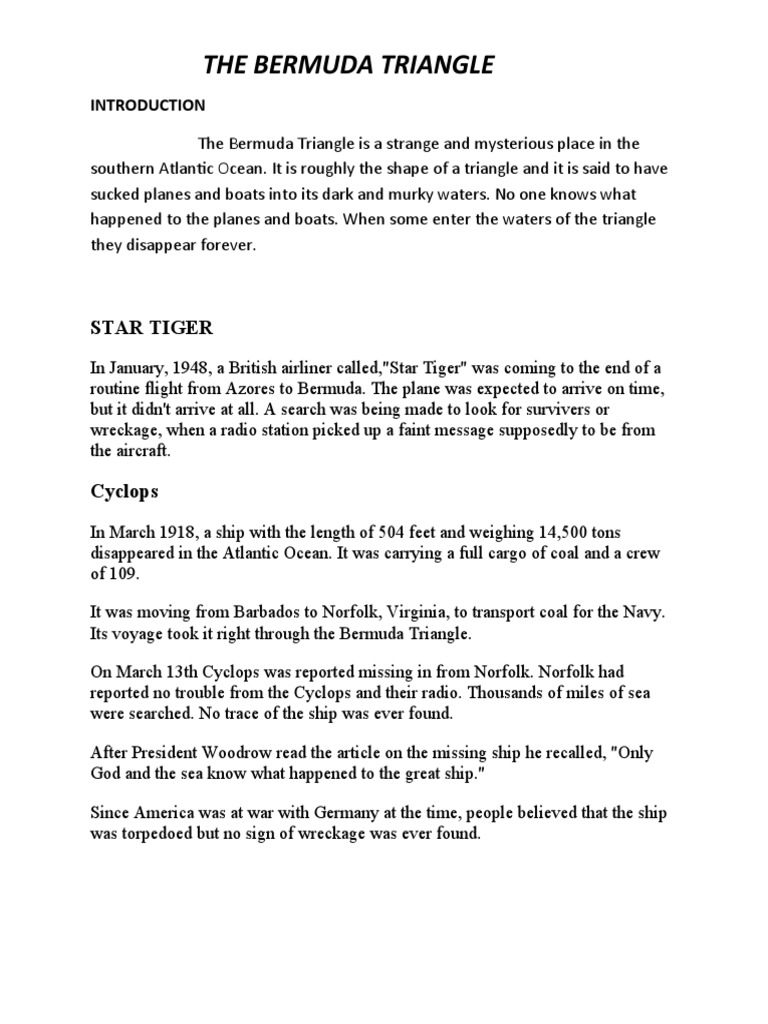 The Bermuda Triangle: Star Tiger | PDF | Ships