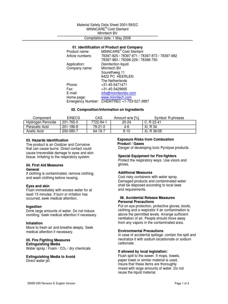 Minncare Cold Sterilant | PDF | Sterilization (Microbiology) | Firefighting