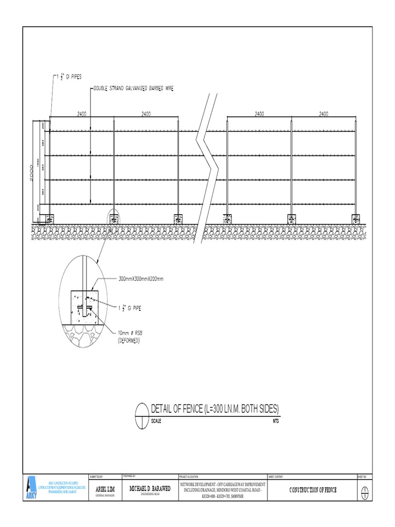 Barbed Wire Fence Detail Drawing | PDF