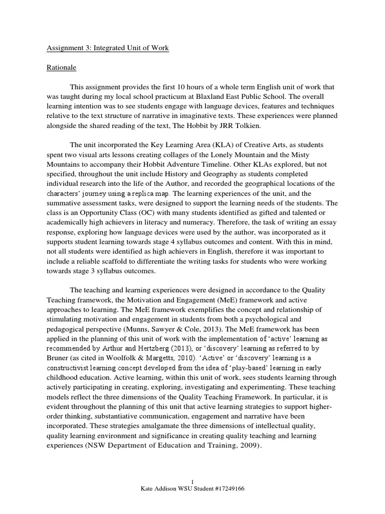 The Hobbit Unit of Work | PDF | The Hobbit | Educational Assessment