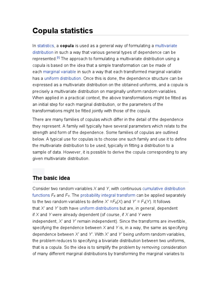 Copula Statistics | PDF | Probability Distribution | Mathematical Analysis