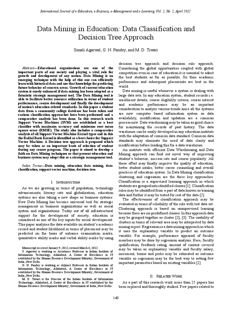 Data Mining in Education Data Classification and Decision Tree Approach 097 Z00080E10038 2 | PDF ...
