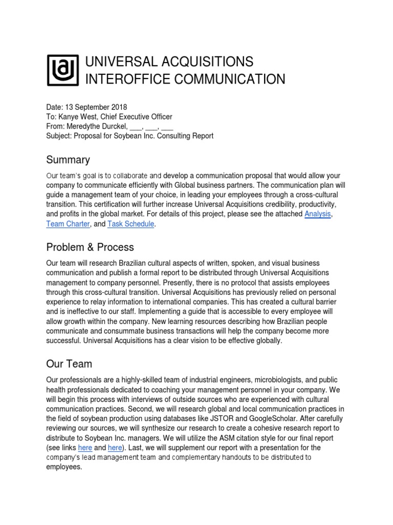 Final Proposal Team Charter and Task Schedule | PDF | Mergers And ...