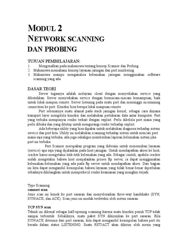 Modul 2 Network Scanning Rev | PDF