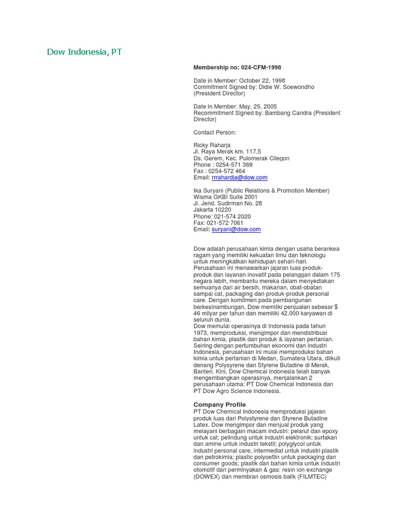 Dow Indonesia | PDF