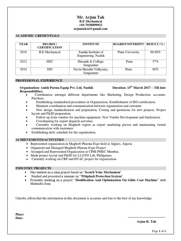 Arjun Tak - CV PDF | PDF | Science And Technology | Intellectual Works