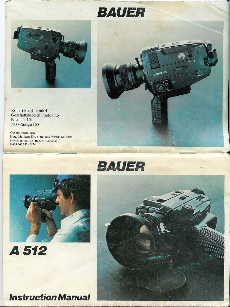 13909405-Bauer A512 Super 8 Movie Camera Manual PDF | PDF