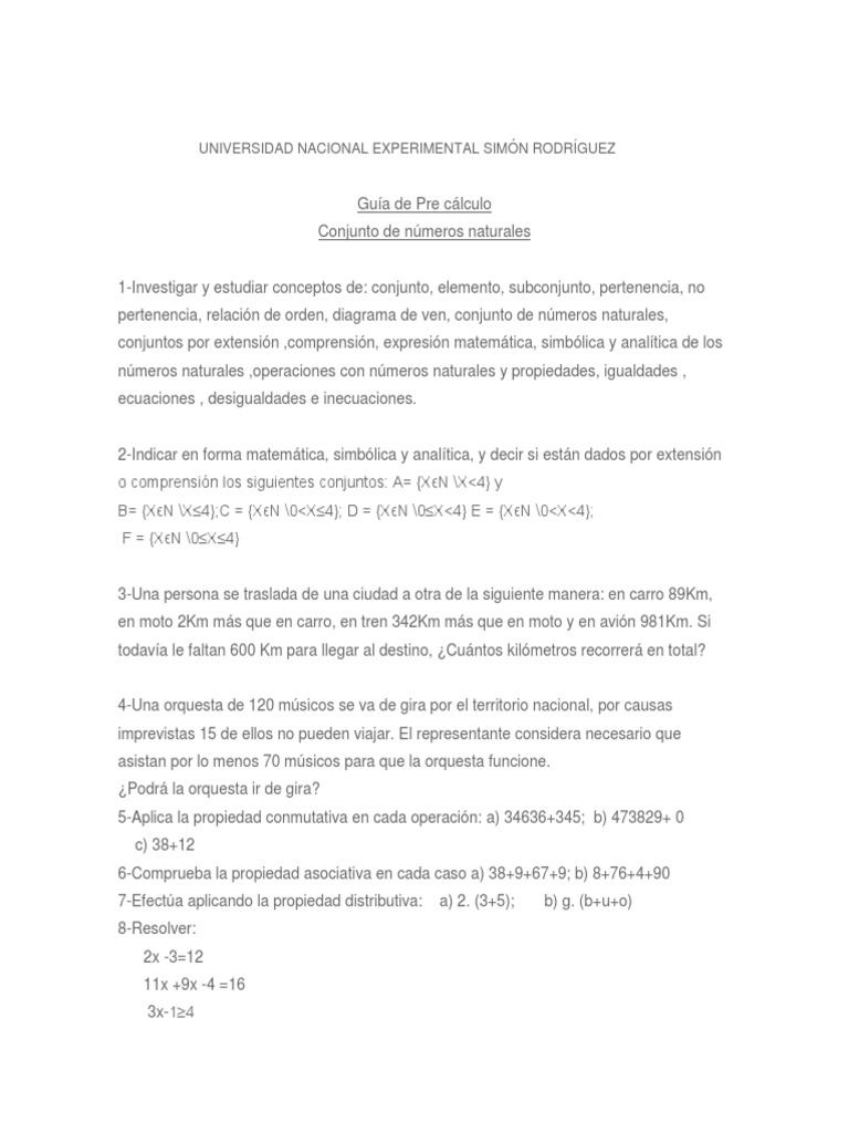 Unesr Guia Precalculo | PDF | Sistema de ecuaciones lineales | Proposición