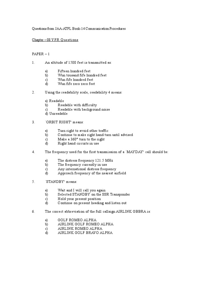 14 - ATPL Questions - Communication Proc | PDF | Transponder ...