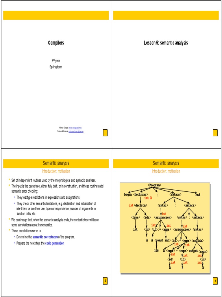 Compilers Lesson 5: Semantic Analysis | PDF | Formalism (Deductive) | Computer Programming
