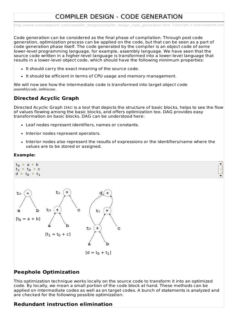 Compiler Design Code Generation Pdf Source Code Program Optimization