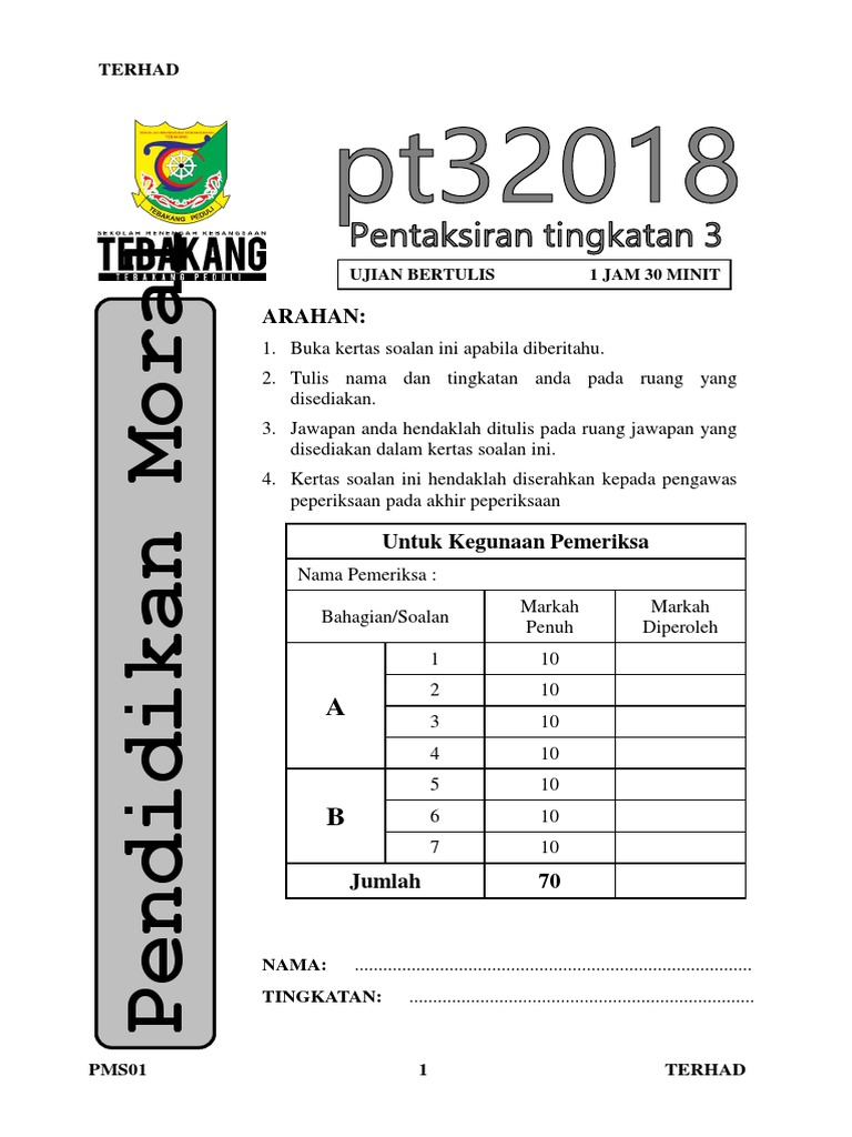 Cover Pendidikan Moral PT3 | PDF